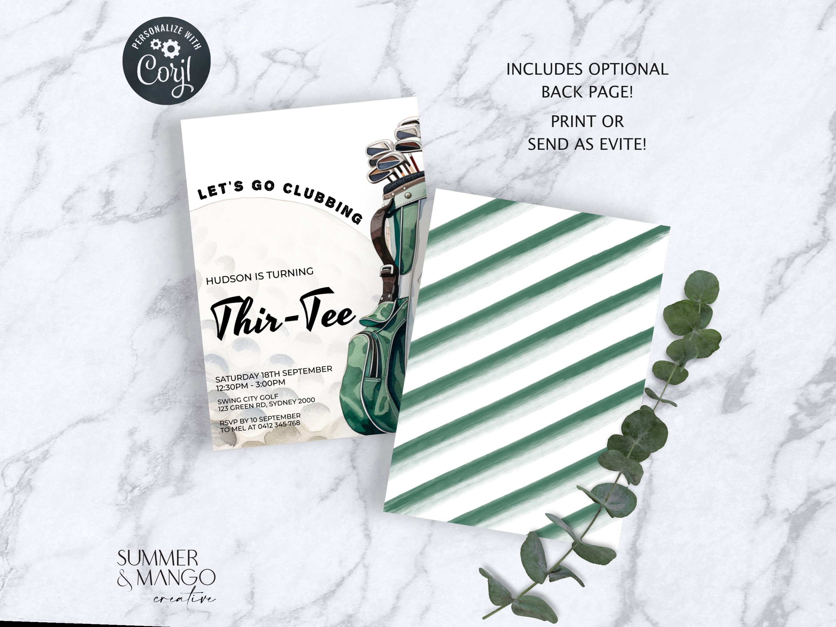 Editable Golf Birthday Invitation Let's Go Clubbing Golf Party Invite ...