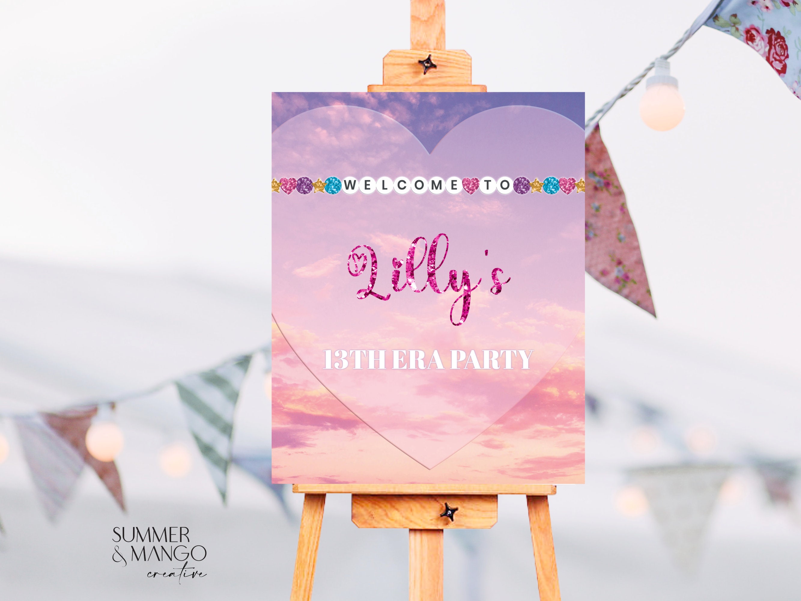 Printable Birthday Era Welcome Sign Friendship Bracelet Party Sign ...