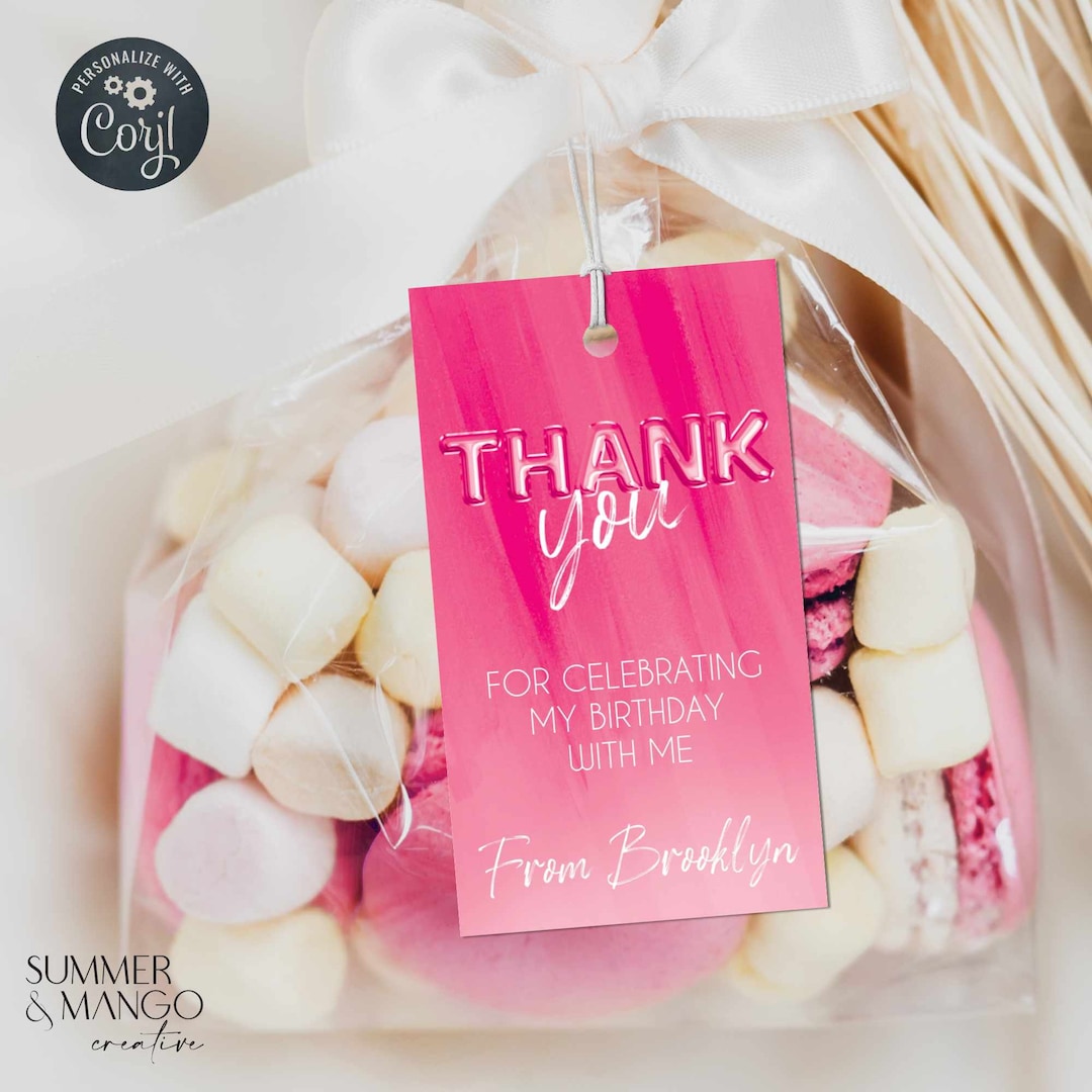 Hot Pink Gift Tag Shades of Pink Party Thank You Tag Editable Bright ...
