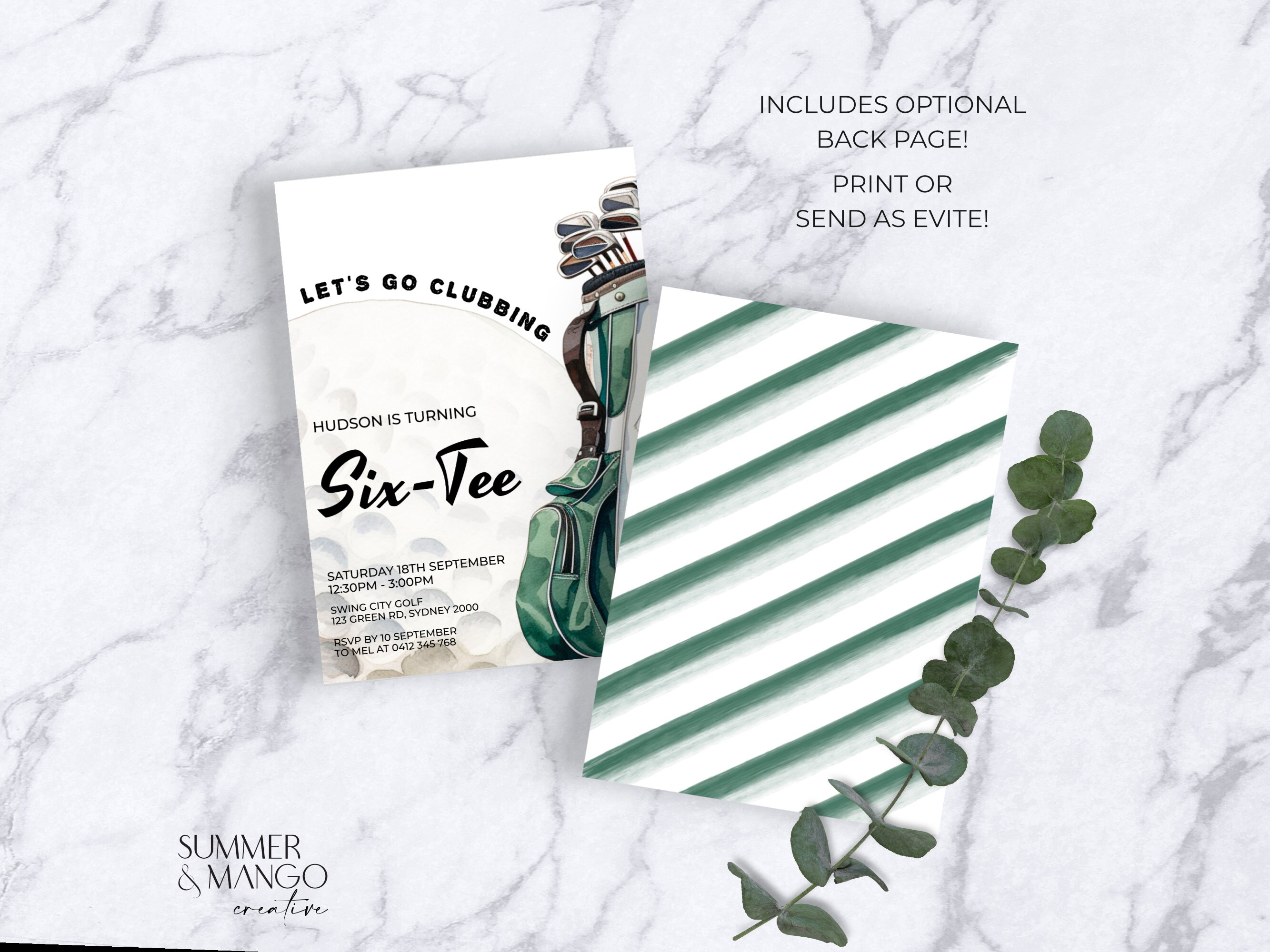 Editable Golf 60th Birthday Invitation Let's Go Clubbing Golf Party ...