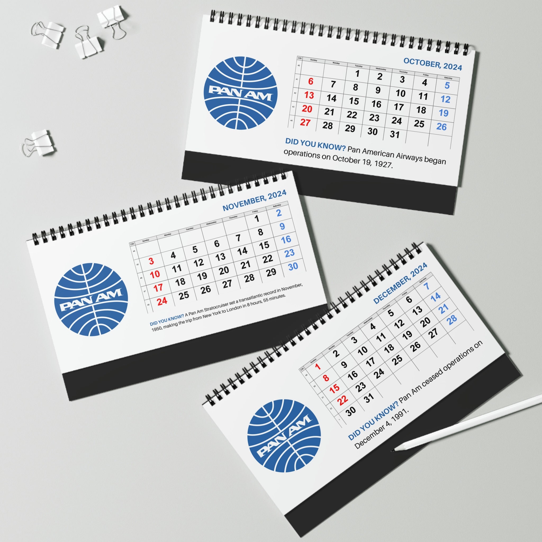 Pan Am 2024 Desk Calendar - Etsy