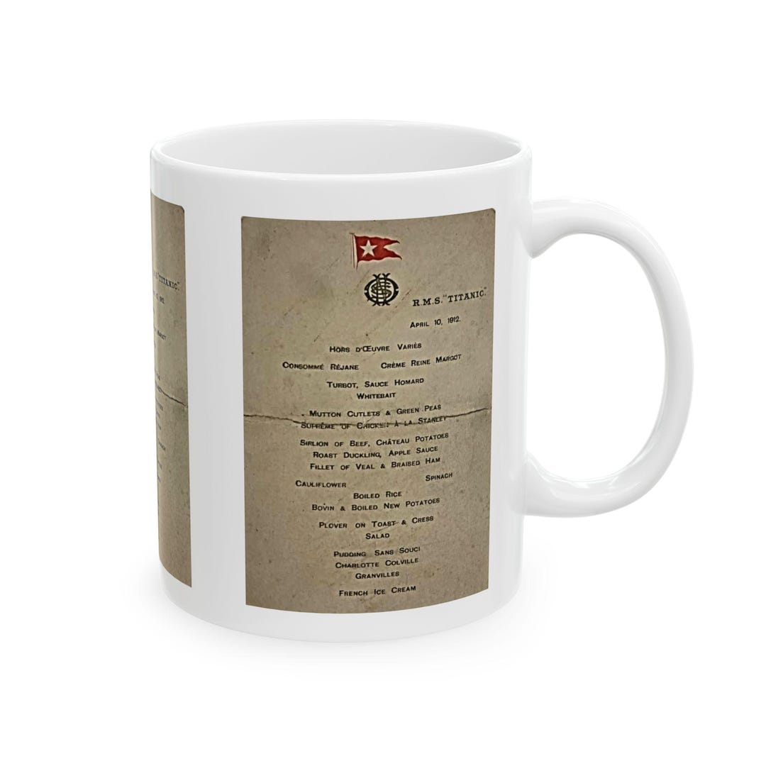 Titanic First Class Menu Card Coffee Mug, Vintage Nautical Cruise Ship ...