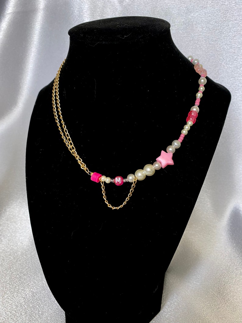 Personalized Bubble Gum Pink Chains Custom Beaded Necklace - Etsy