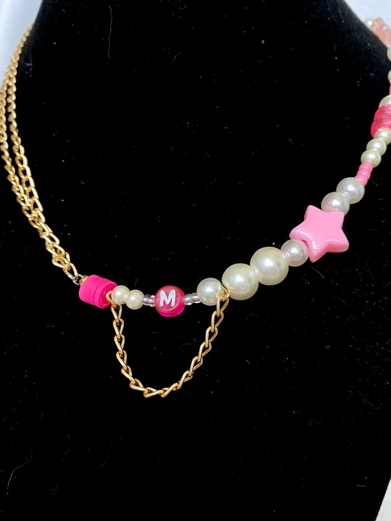 Personalized Bubble Gum Pink Chains Custom Beaded Necklace - Etsy