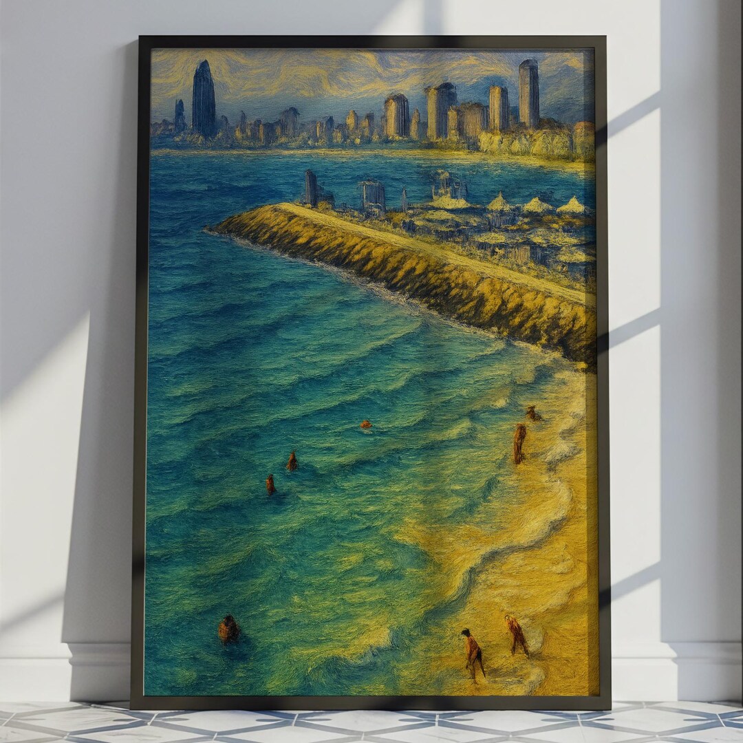 Benidorm Digital Paint Poster - Benidorm Spain Van Gogh Style Wall ...