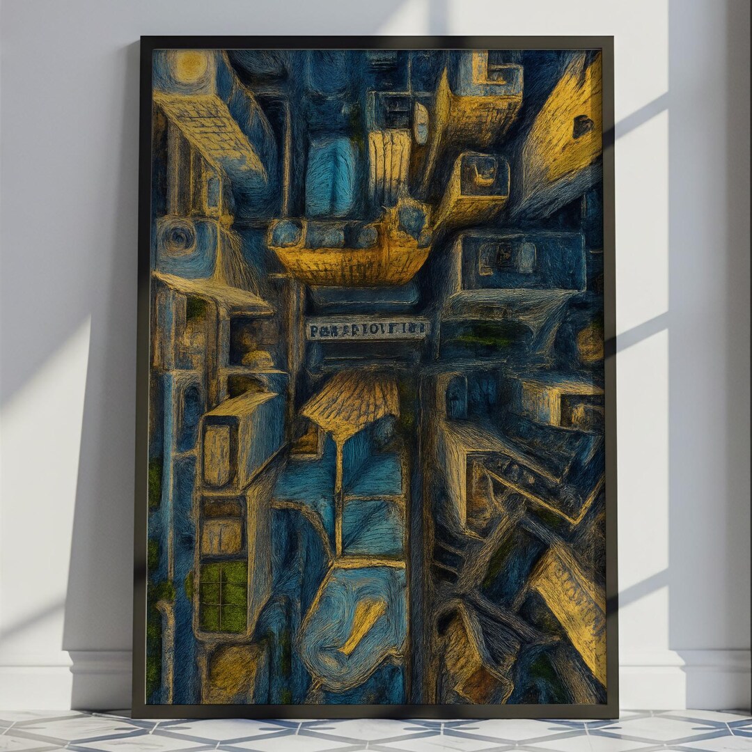 Detroit Travel Poster Van Gogh Style, Detroit United States Travel ...