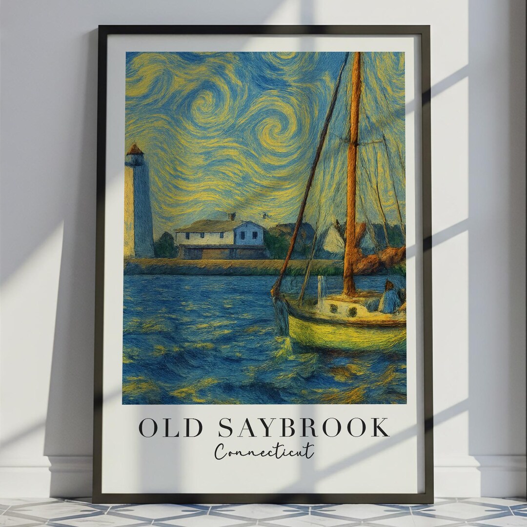 Old Saybrook Travel Poster Van Gogh Style, Old Saybrook Connecticut ...