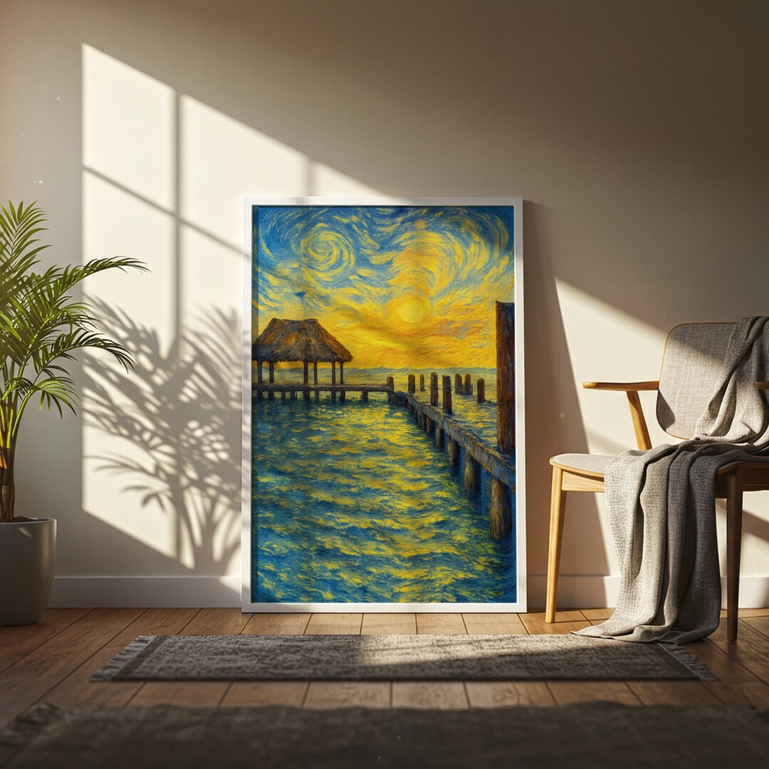 Isla Holbox Travel Poster Van Gogh Style, Isla Holbox Mexico Travel ...