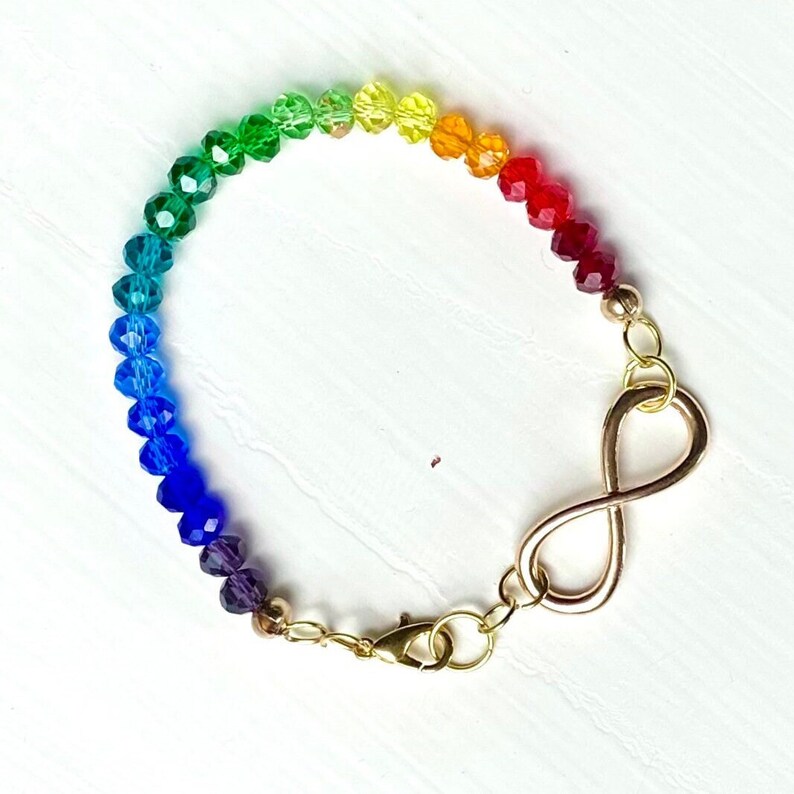 Autism Acceptance Bracelet Gold Infinity Symbol and Rainbow - Etsy