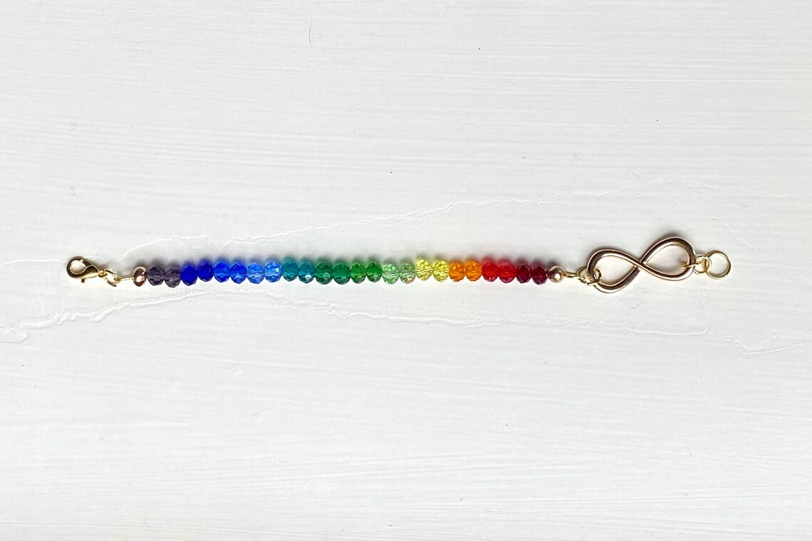 Autism Acceptance Bracelet Gold Infinity Symbol and Rainbow - Etsy