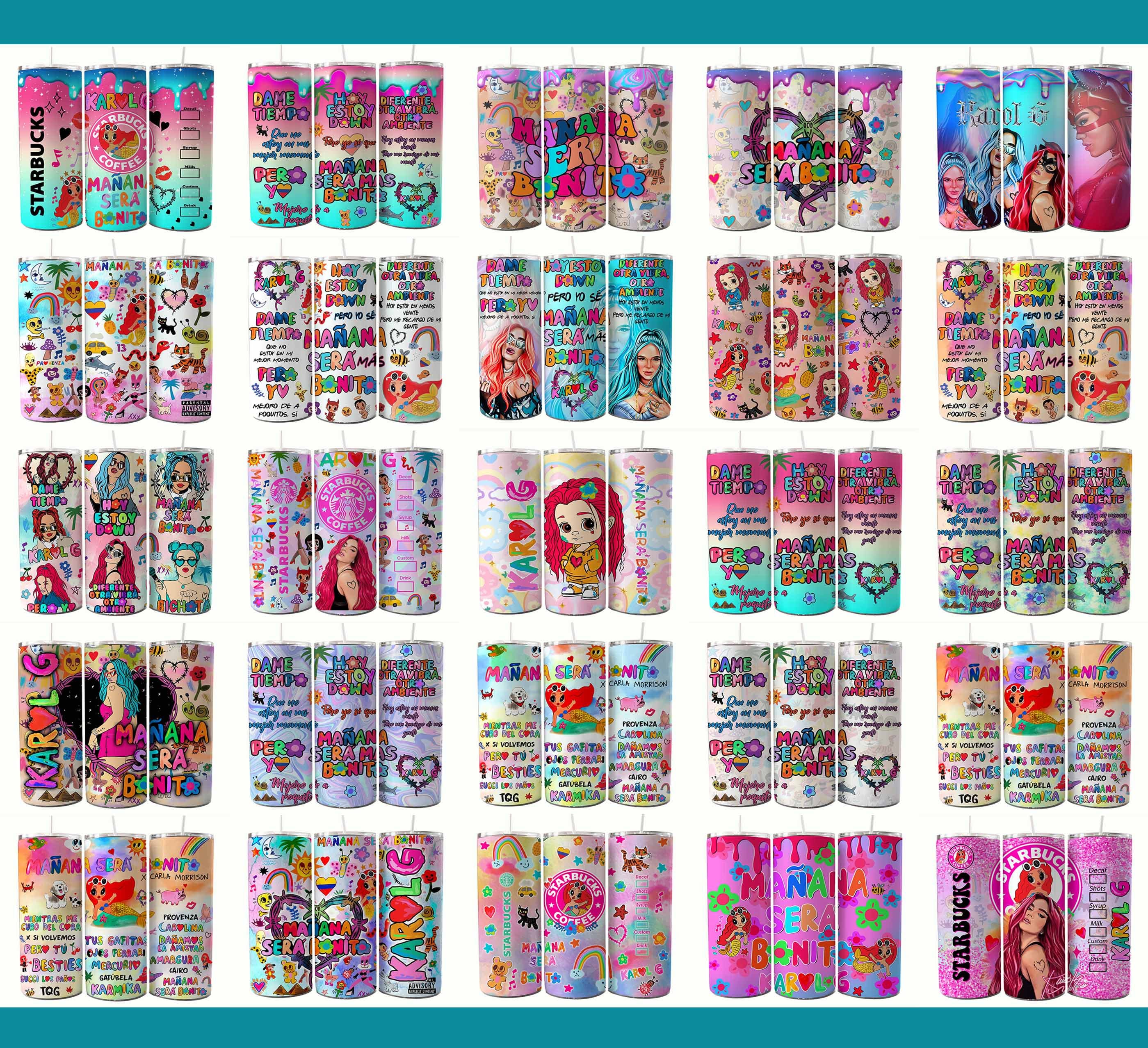 24 Karol G Tumbler Wrap Bundle, Instant Download 20oz Tumbler PNG Wraps ...