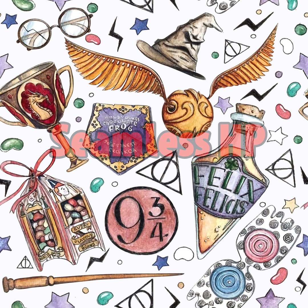 HP Seamless Pattern, Wizard School Seamless Pattern, Wizard Seamless ...