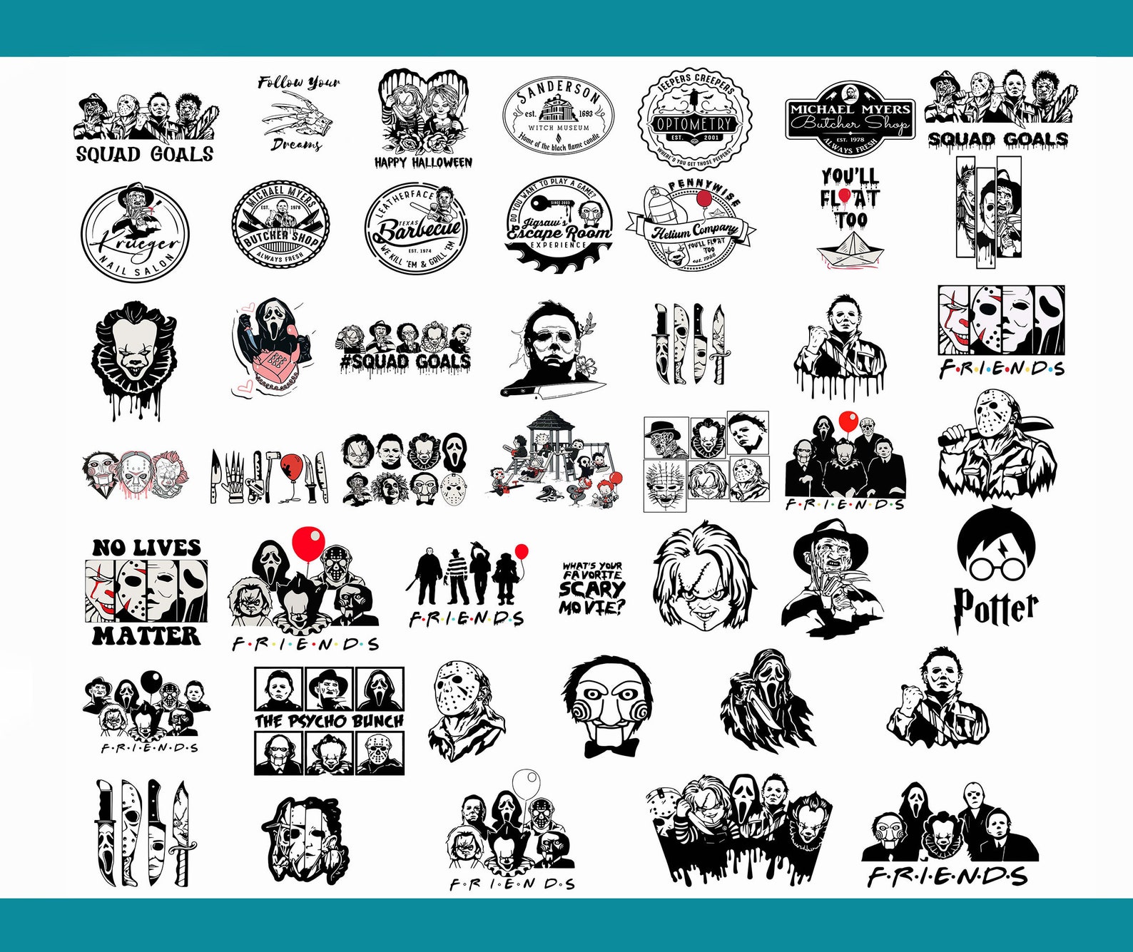 46 Bundle Horror SVG Halloween Horror SVG Horror Friends Svg Halloween ...