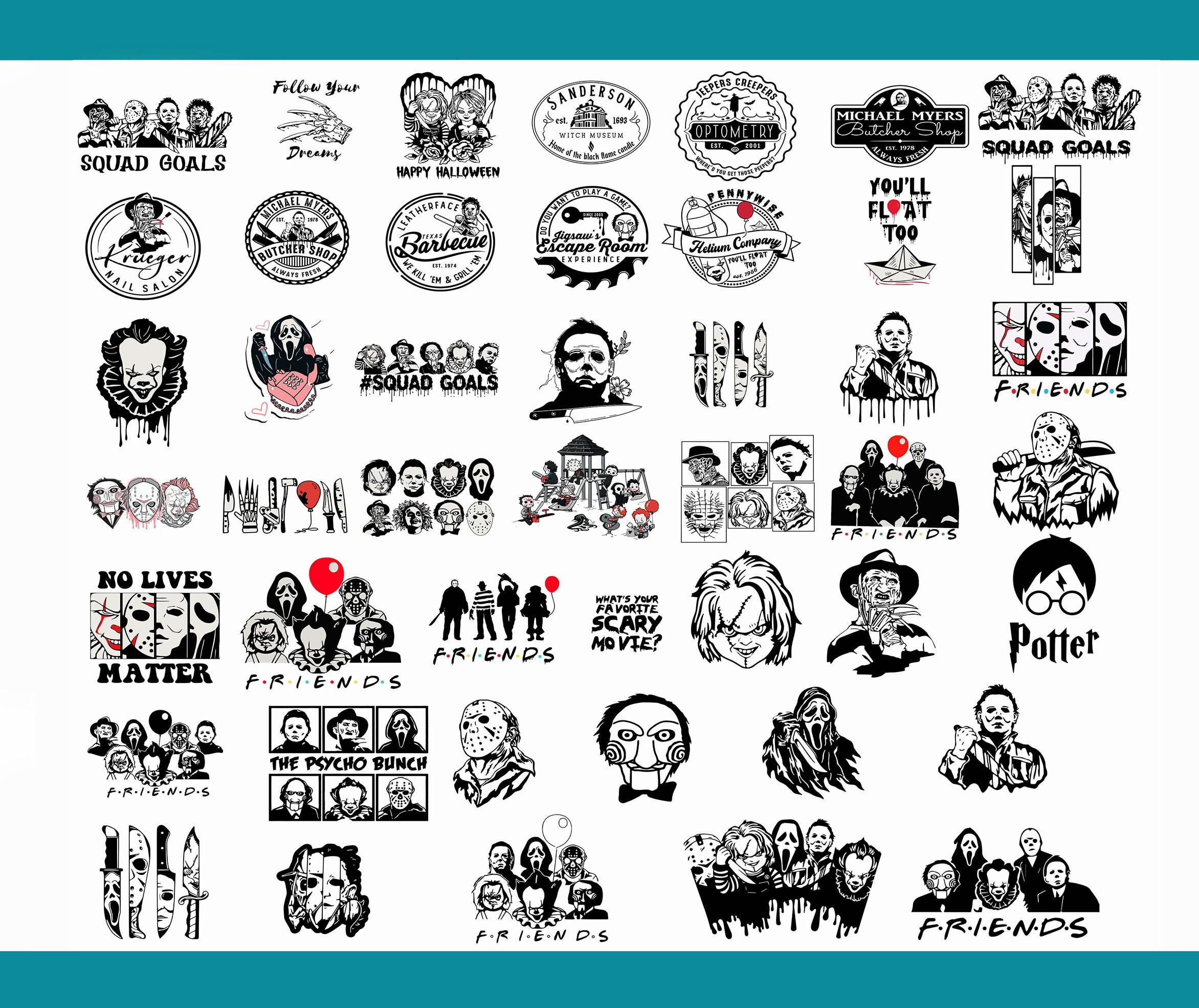 46 Bundle Horror SVG Halloween Horror SVG Horror Friends Svg Halloween ...