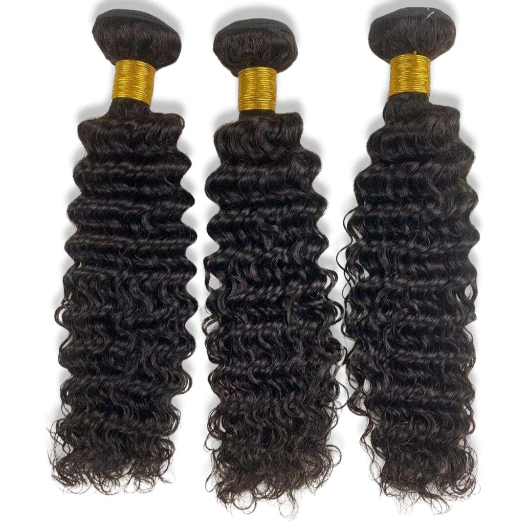 Brazilian Deep Wave Bundle Deal Virgin Hair Bundles Natural Color 100% ...