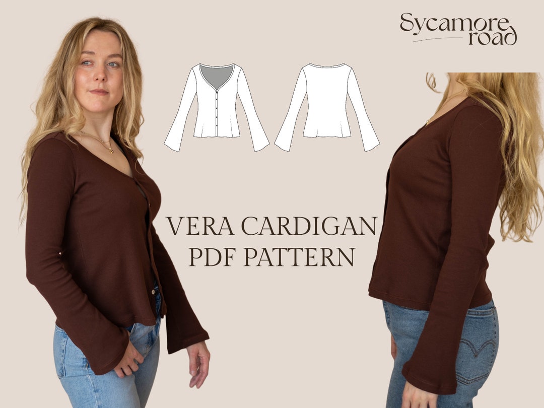 Vera Cardigan Sewing Pattern PDF Pattern Slim Fit Cardigan Pattern - Etsy
