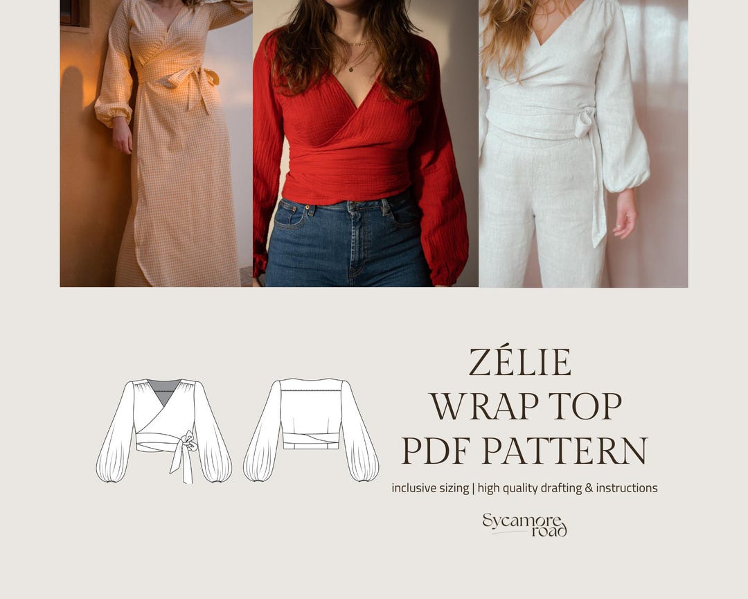 Zélie Wrap Top Pattern | Wrap Dress | Wrap Top PDF Pattern - Etsy Australia