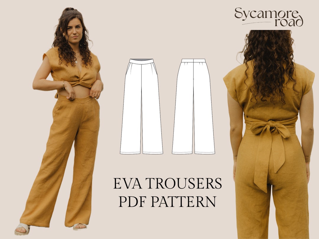 Eva Wide Leg Trousers Sewing Pattern Linen Trousers PDF Sewing Pattern ...