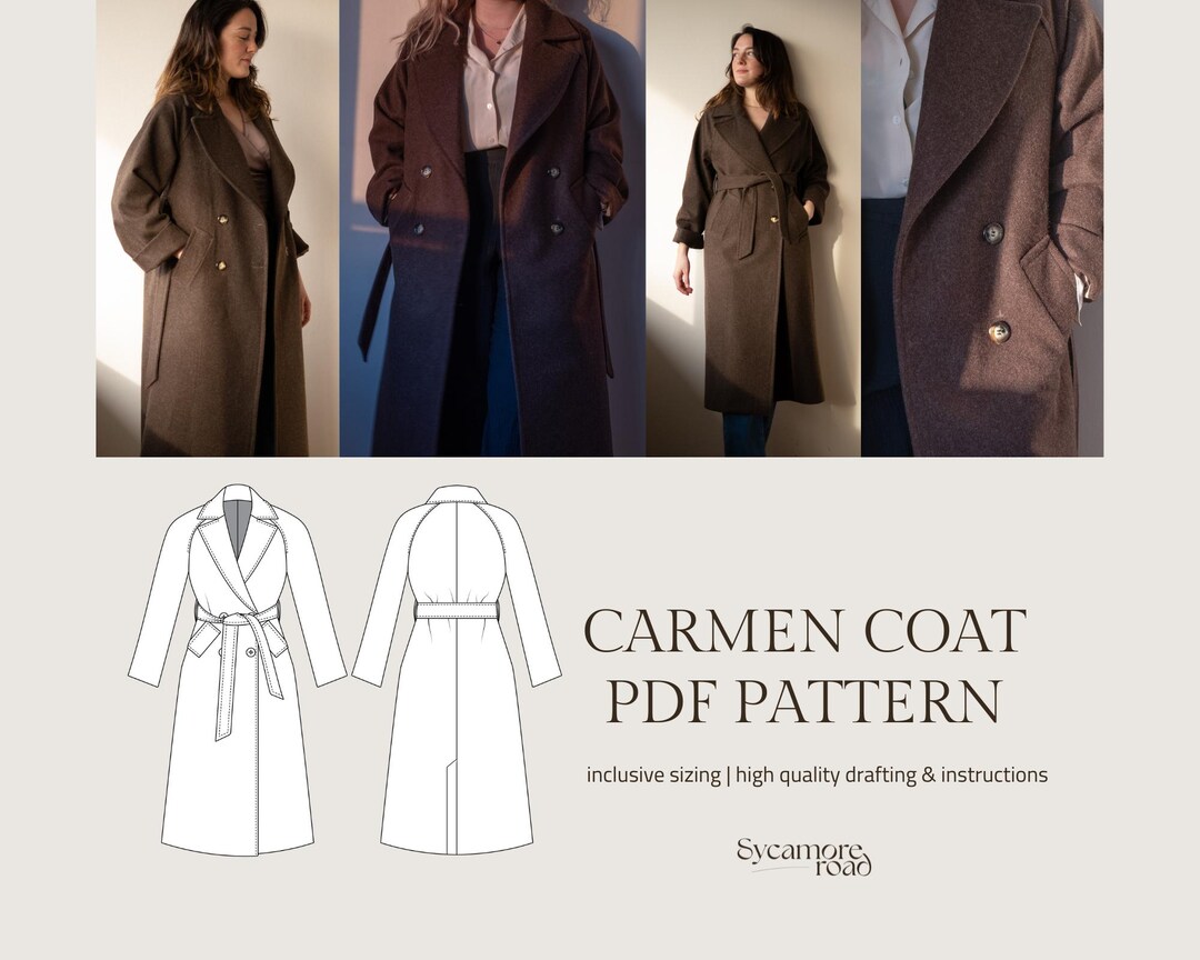 Carmen Coat | Raglan Coat Pattern | PDF Sewing Pattern | Oversized ...