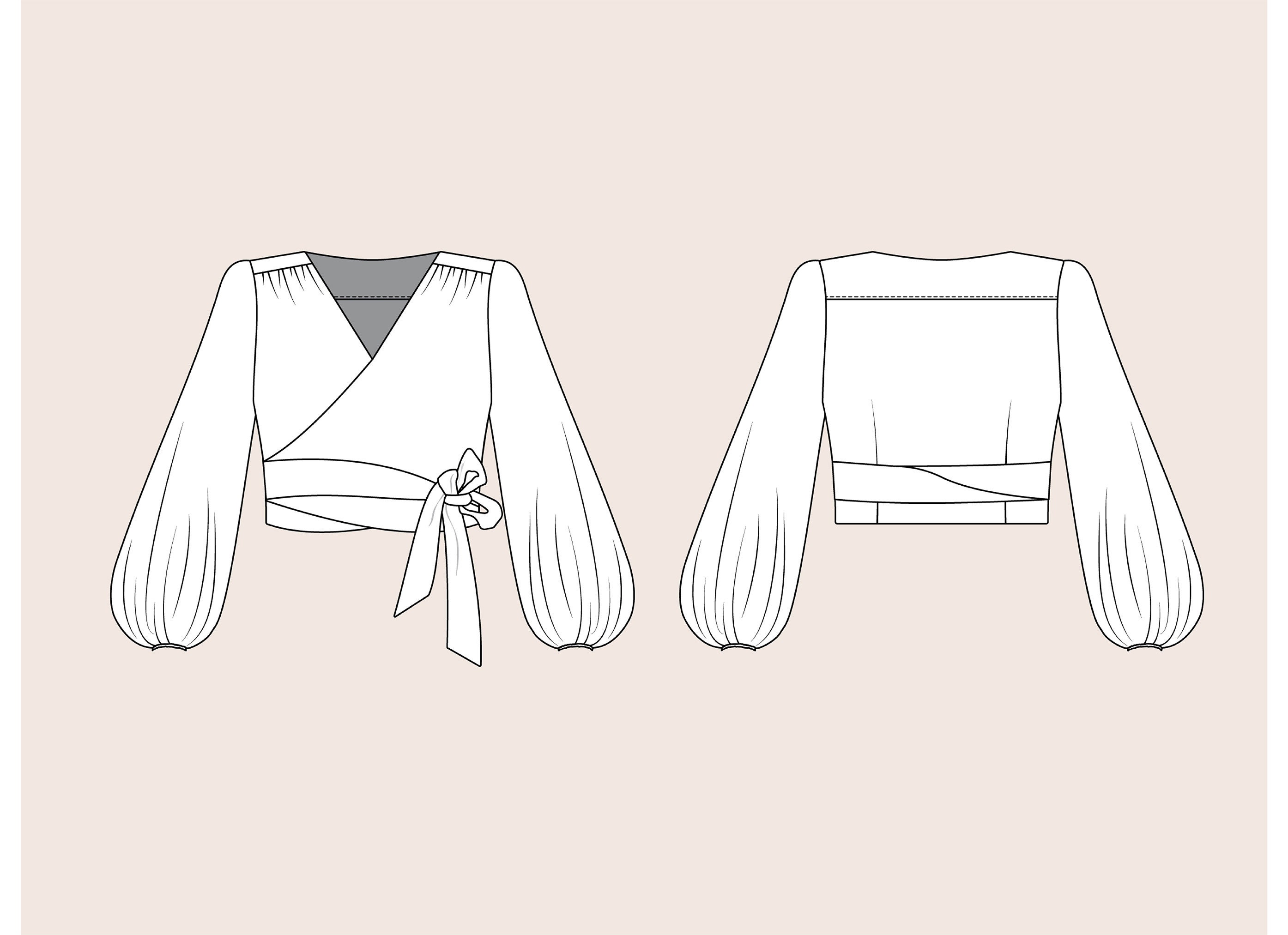 Zélie Wrap Top Pattern Wrap Dress Crop Top PDF Sewing | Etsy UK