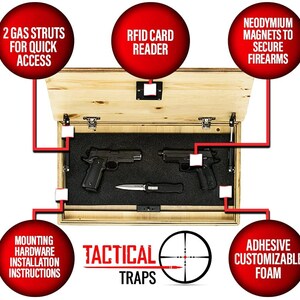 Rustic American Flag Hidden Gun Safe With Trap Door & RFID Lock - 25" X ...