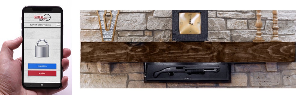 Fireplace Mantle Hidden Gun Storage Safe With Trap Door & RFID Lock ...