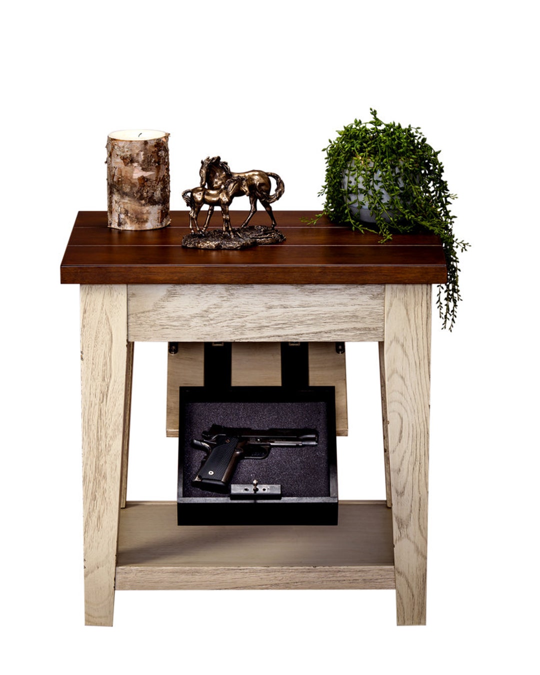 Tactical End Table Hidden Gun Table Safe With Trap Door & RFID Lock ...