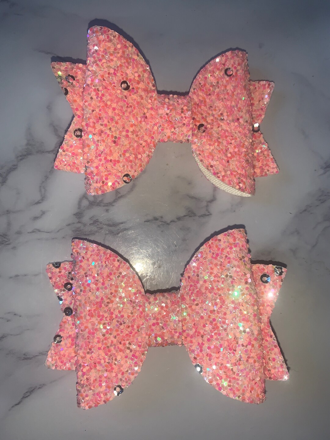 Pink Glitter Girls Mini Bow Set Cute, Chunky Rainbow Glitter, Sunshine ...