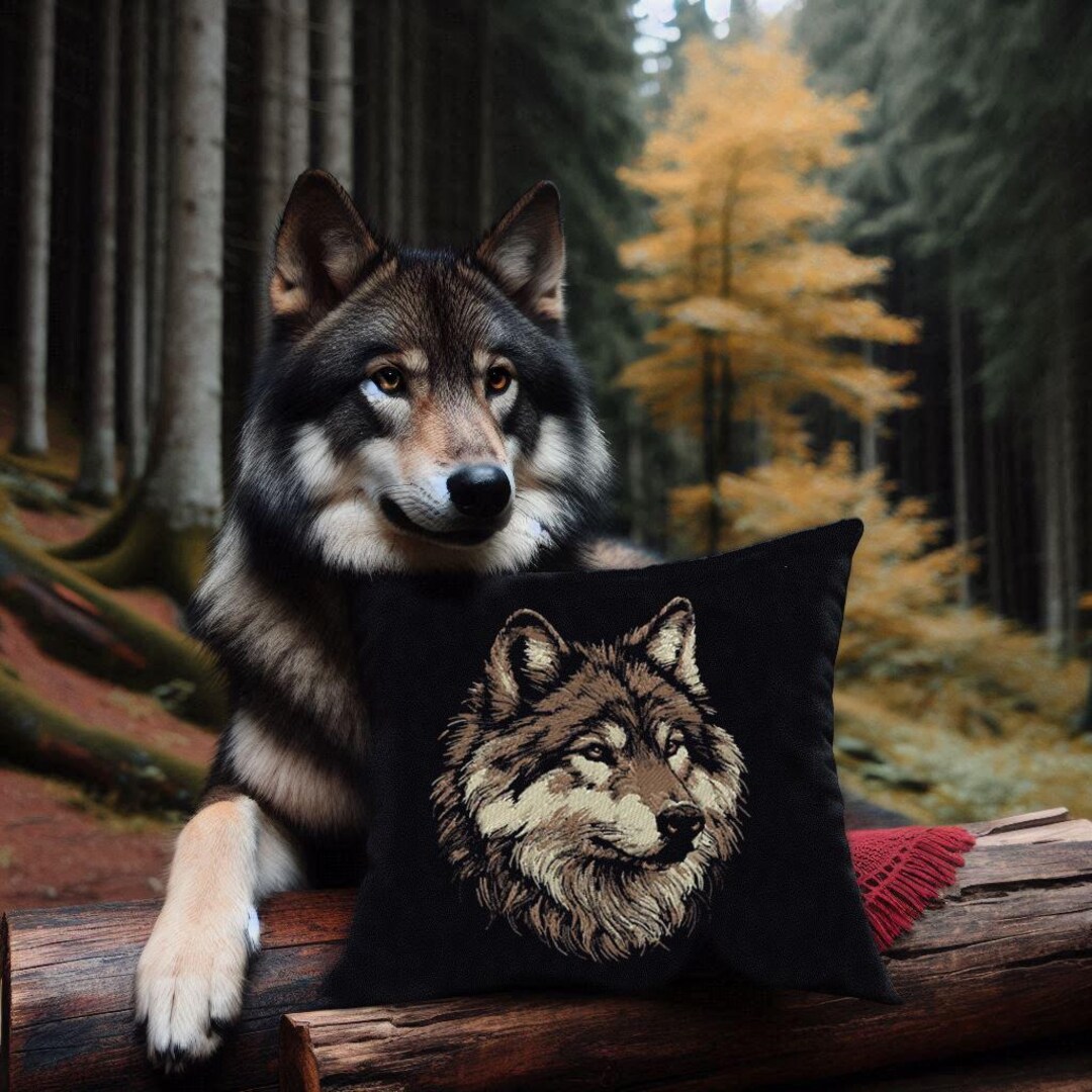 AUFWENDIGE Stickdatei Wolf "varg" in Naturfarben Realistisch Für Dunkle ...