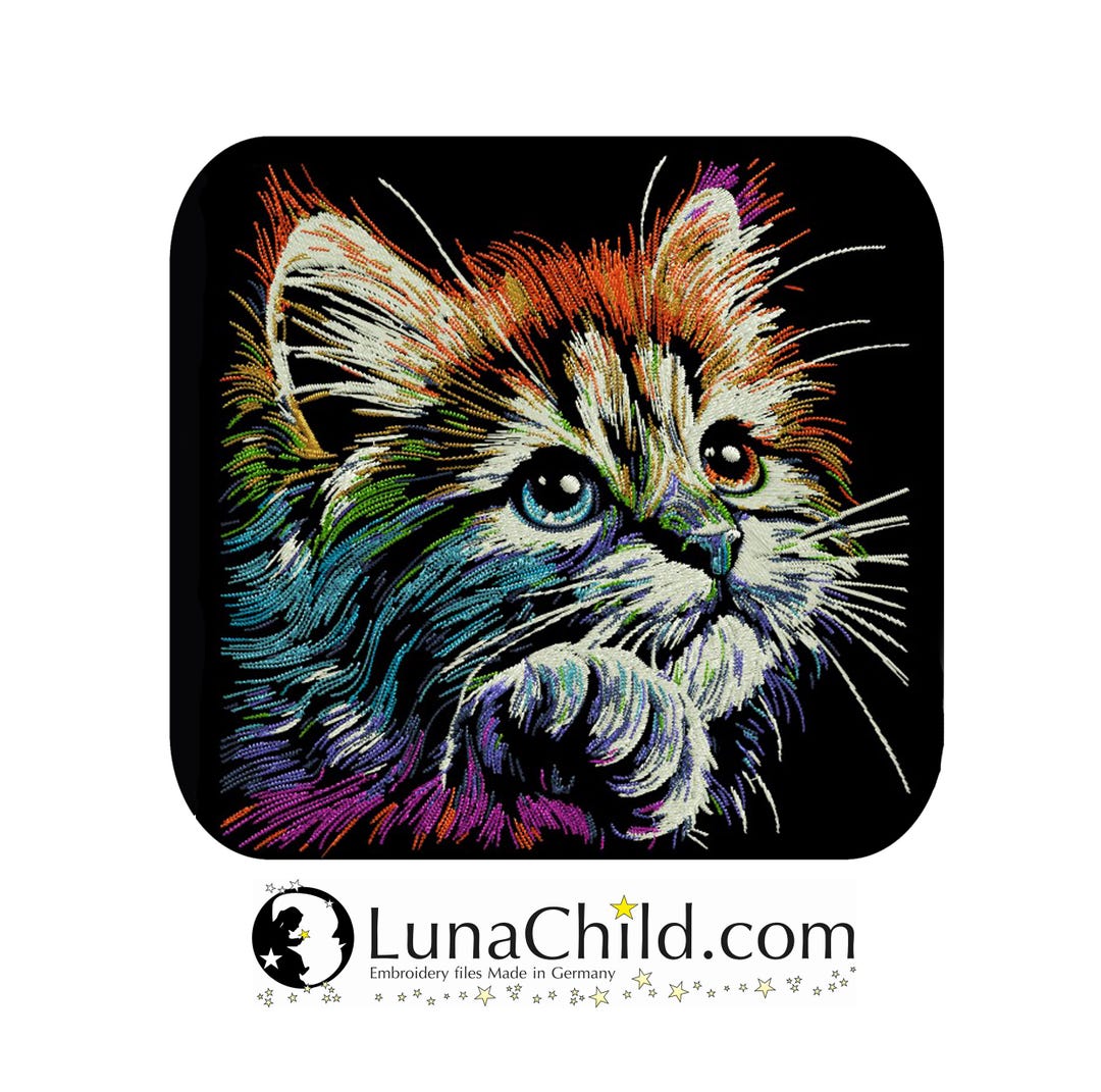Embroidery Design - Intricate Cat "jule" - for Dark Fabrics - Lunachild ...