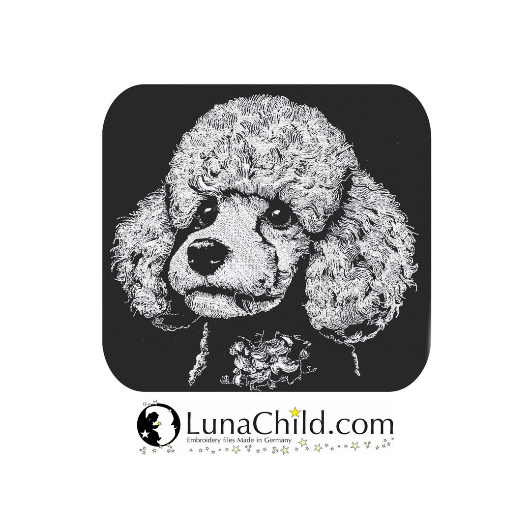 Stickdatei Pudel "dave" Hund Realistisch Für Dunkle Stoffe Kommerzielle ...
