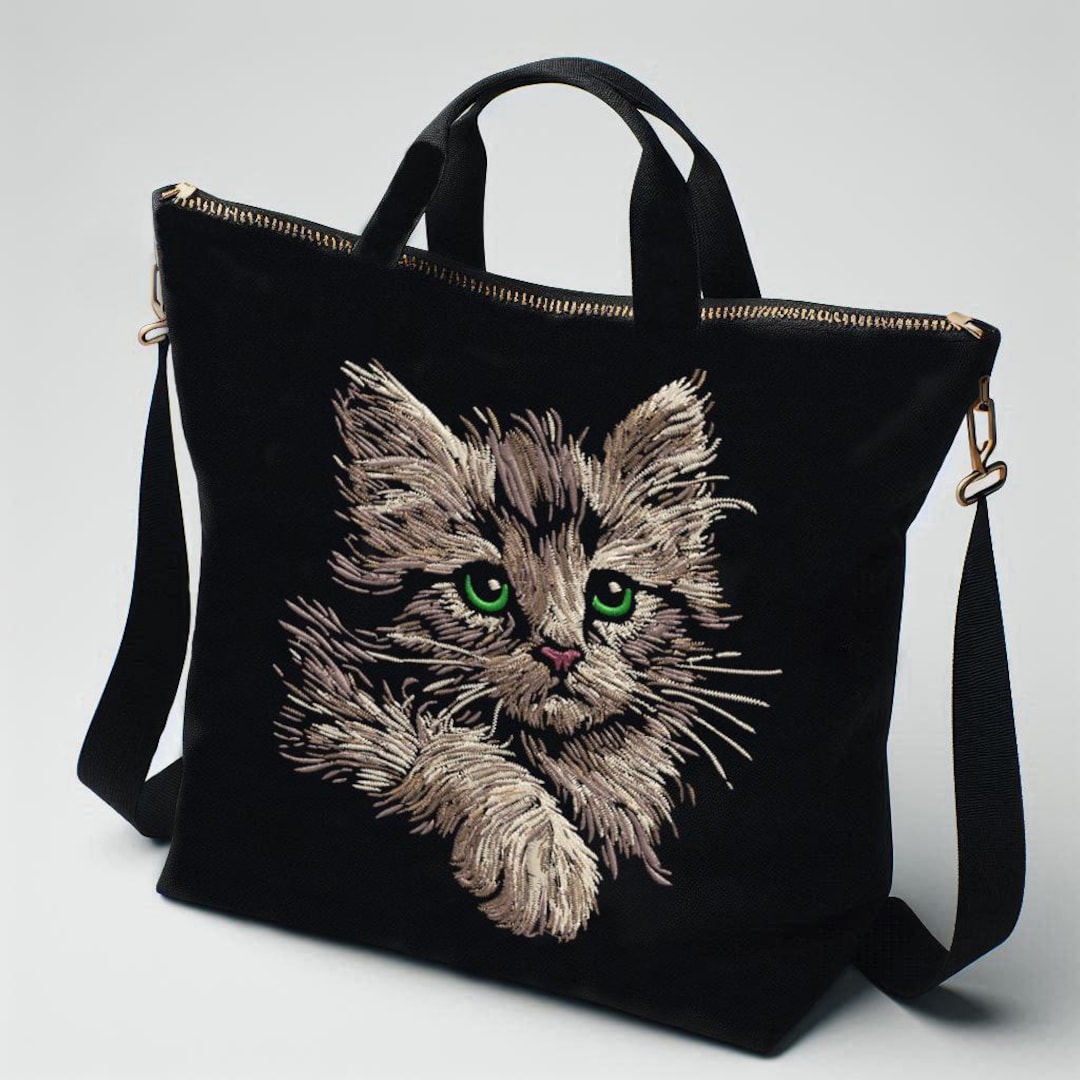 Embroidery File - COMPLEX - Cat "meggan" - for Dark Fabrics - Lunachild ...