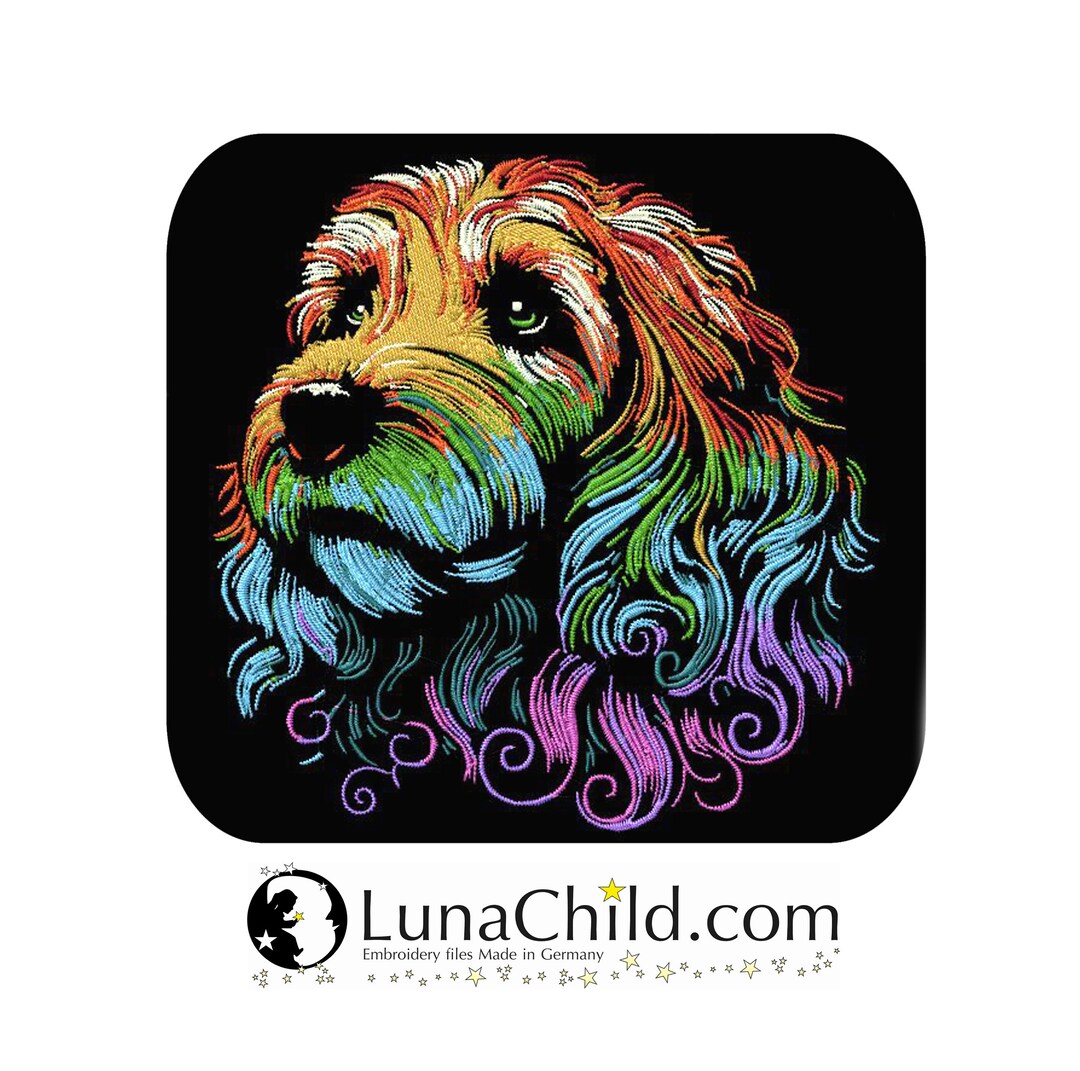 NEU Stickdatei Cockapoo "ernie" Hund Realistisch Bunt Kommerzielle ...