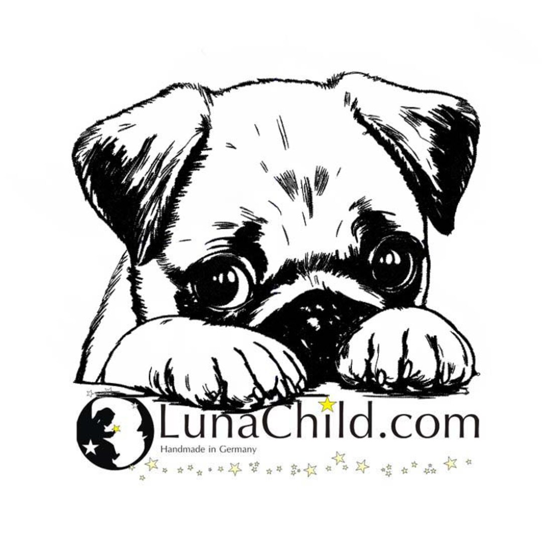 Stickdatei Mops Welpe "jill" Hund Realistisch Kommerzielle Nutzung ...