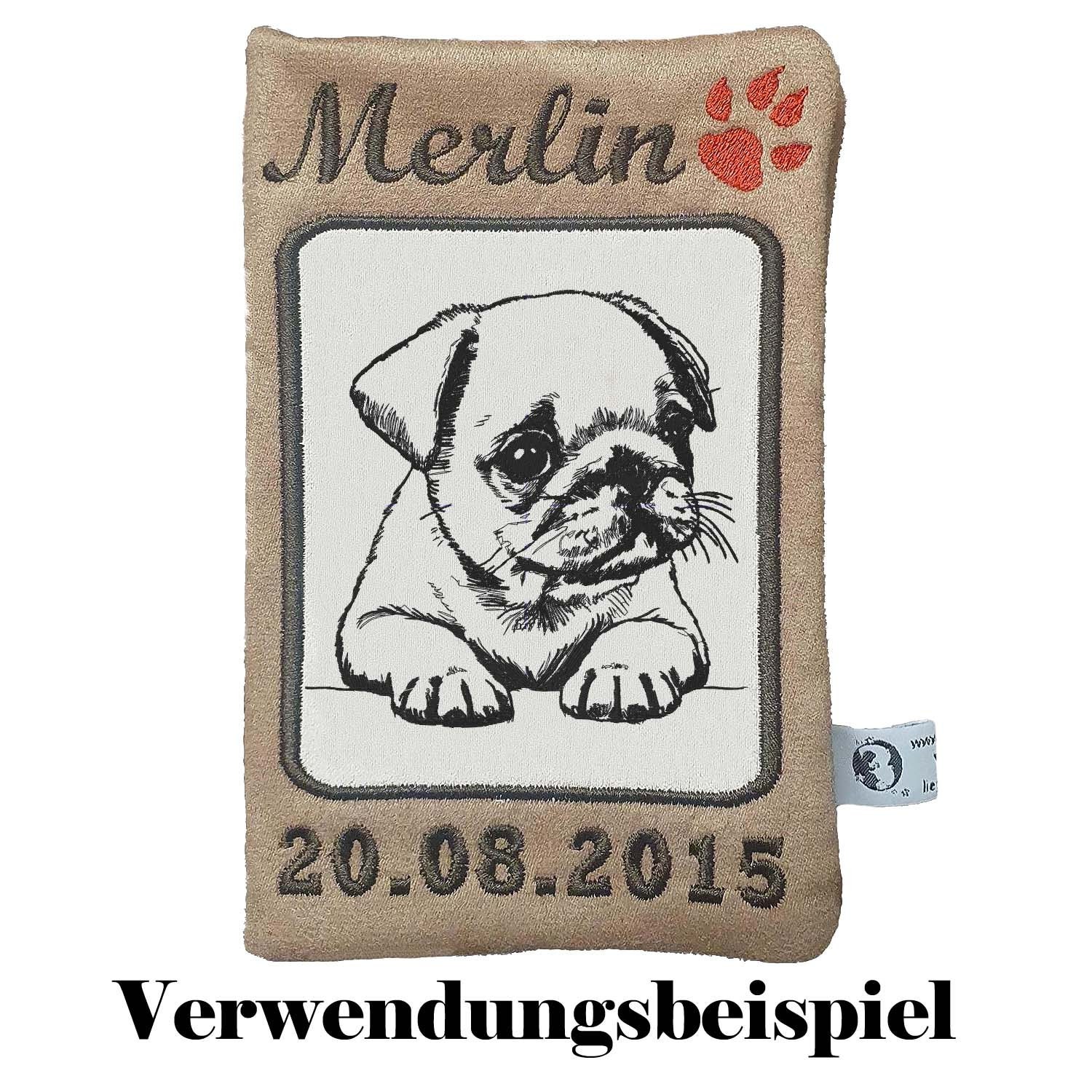 Stickdatei Mops Welpe Daisy Hund realistisch kommerzielle Nutzung LunaChild