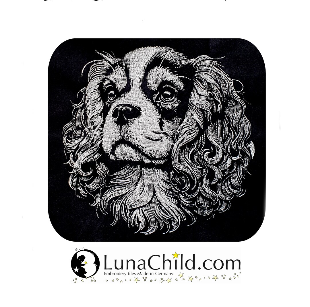 Stickdatei King Charles Cavalier "karl" Hund Realistisch Für Dunkle ...