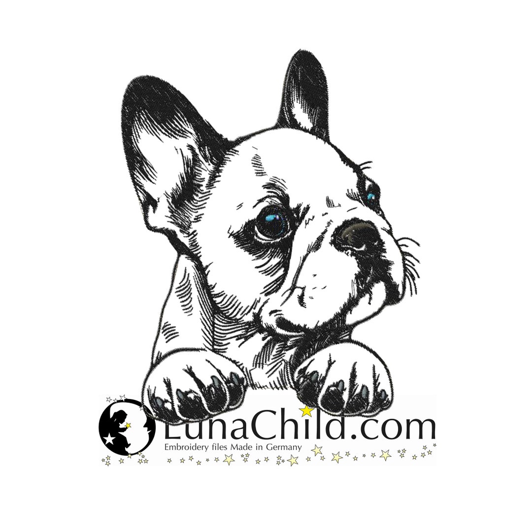 NEU Stickdatei Französische Bulldogge Welpe " Luna " Hund Realistisch ...