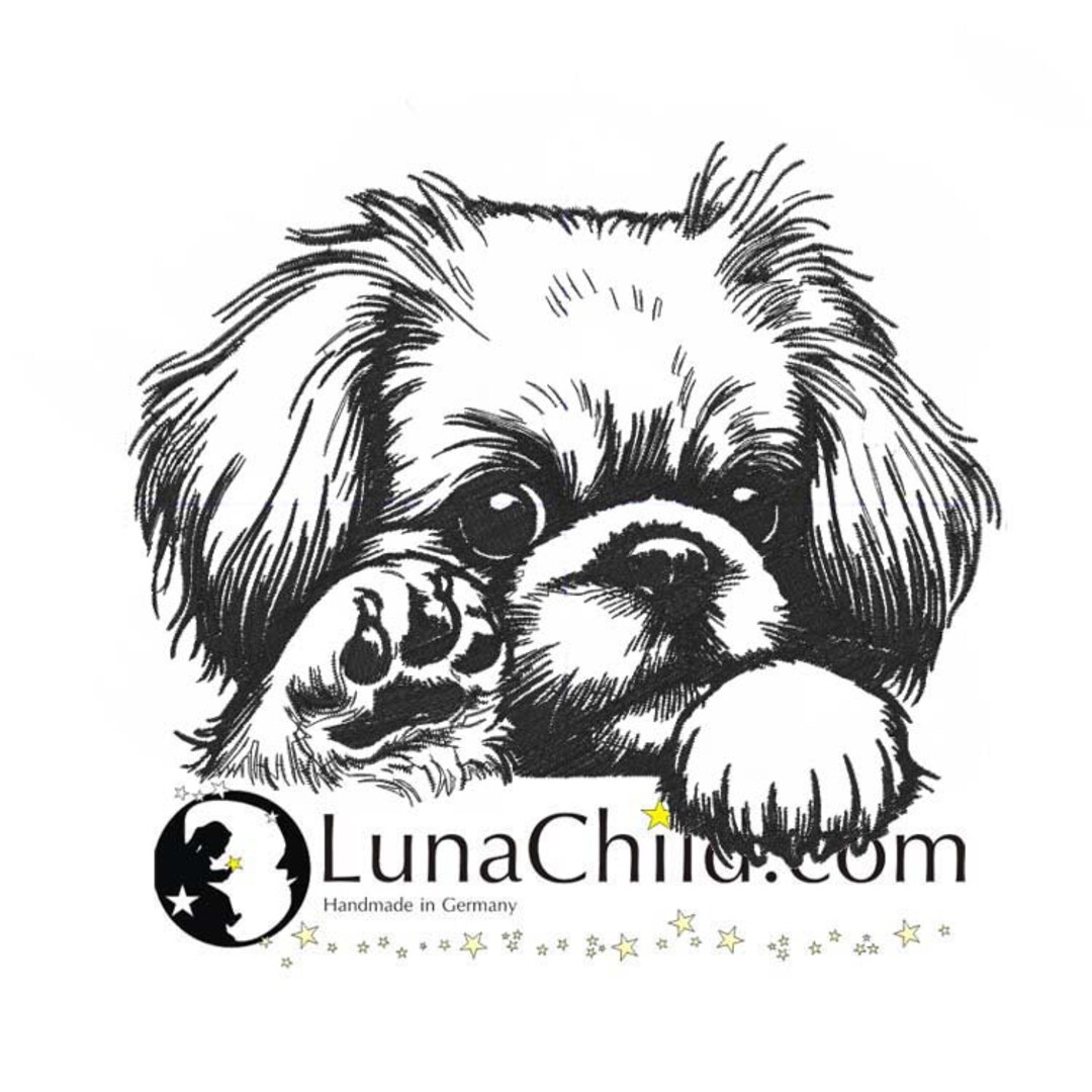 Embroidery Design Pekingese "axel" Realistic Dog for Commercial Use ...