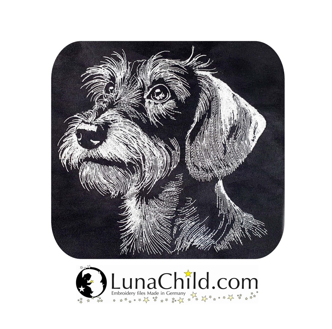 Embroidery File Wire-haired Dachshund olaf Dog Realistic for Dark ...