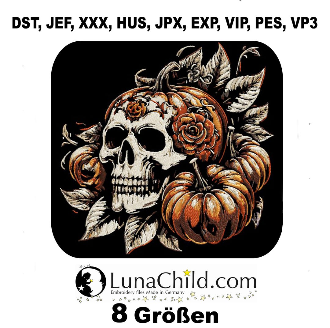 Embroidery Design - Intricate - Skull "vanessa" - Halloween - for Dark ...