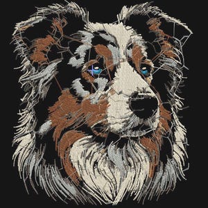 NEU AUFWENDIGE Stickdatei Border Collie Three Colors "oreo" Hund Realistisch Für Dunkle Stoffe ...