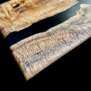 Custom Epoxy Dining Table - Handmade Curly Big Leaf Maple - Unique Live ...