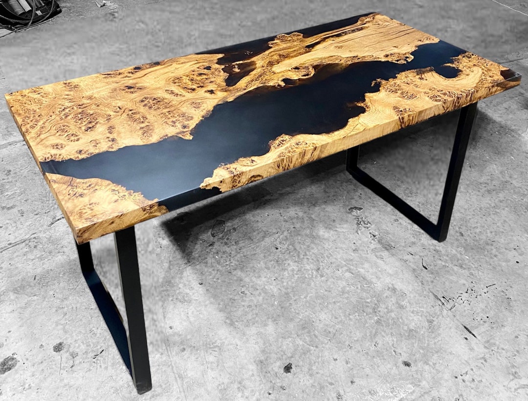Custom Epoxy Resin River Desk - Handmade Desk - Custom Live Edge Table ...