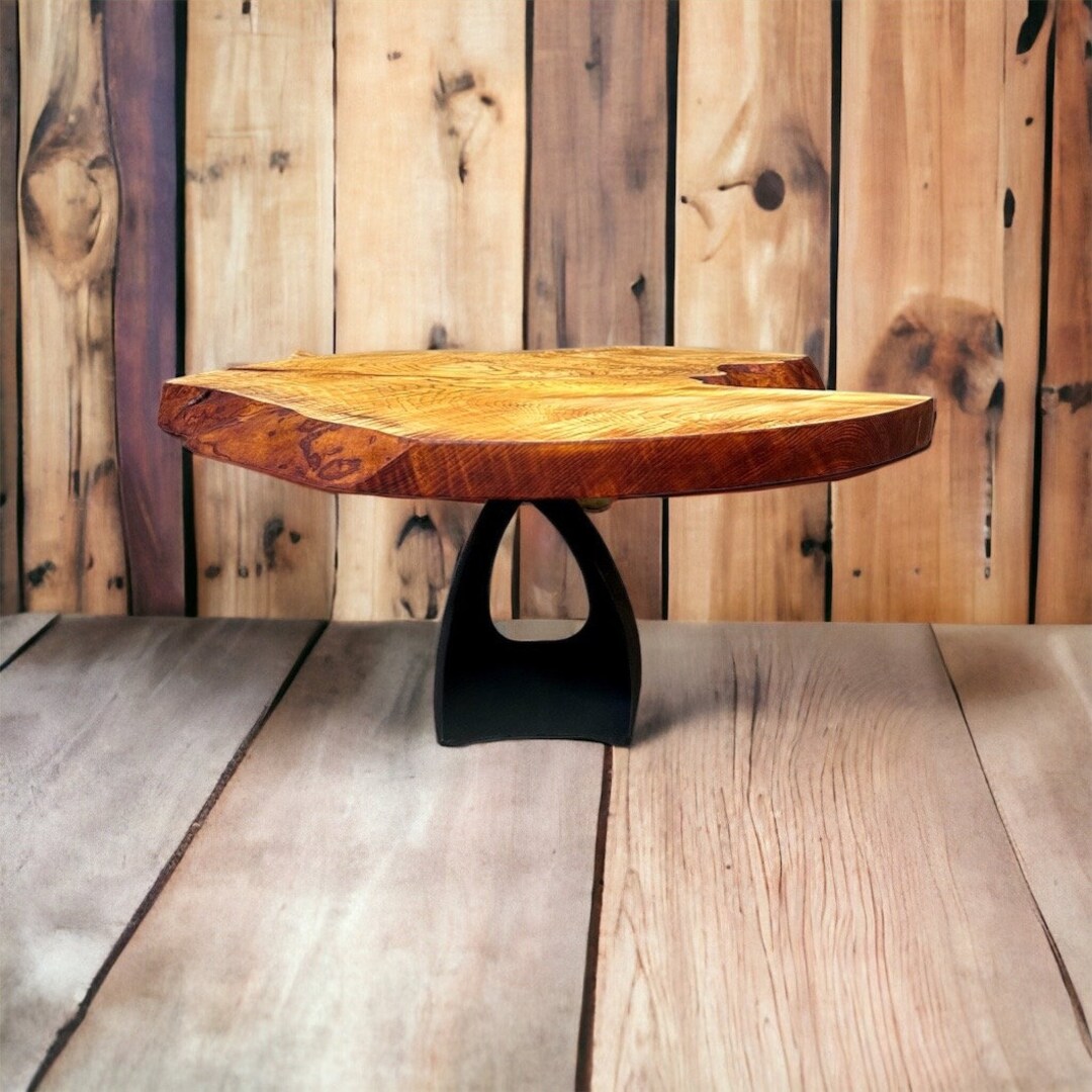 Live Edge Round Coffee Table Custom Metal Base Unique One - Etsy