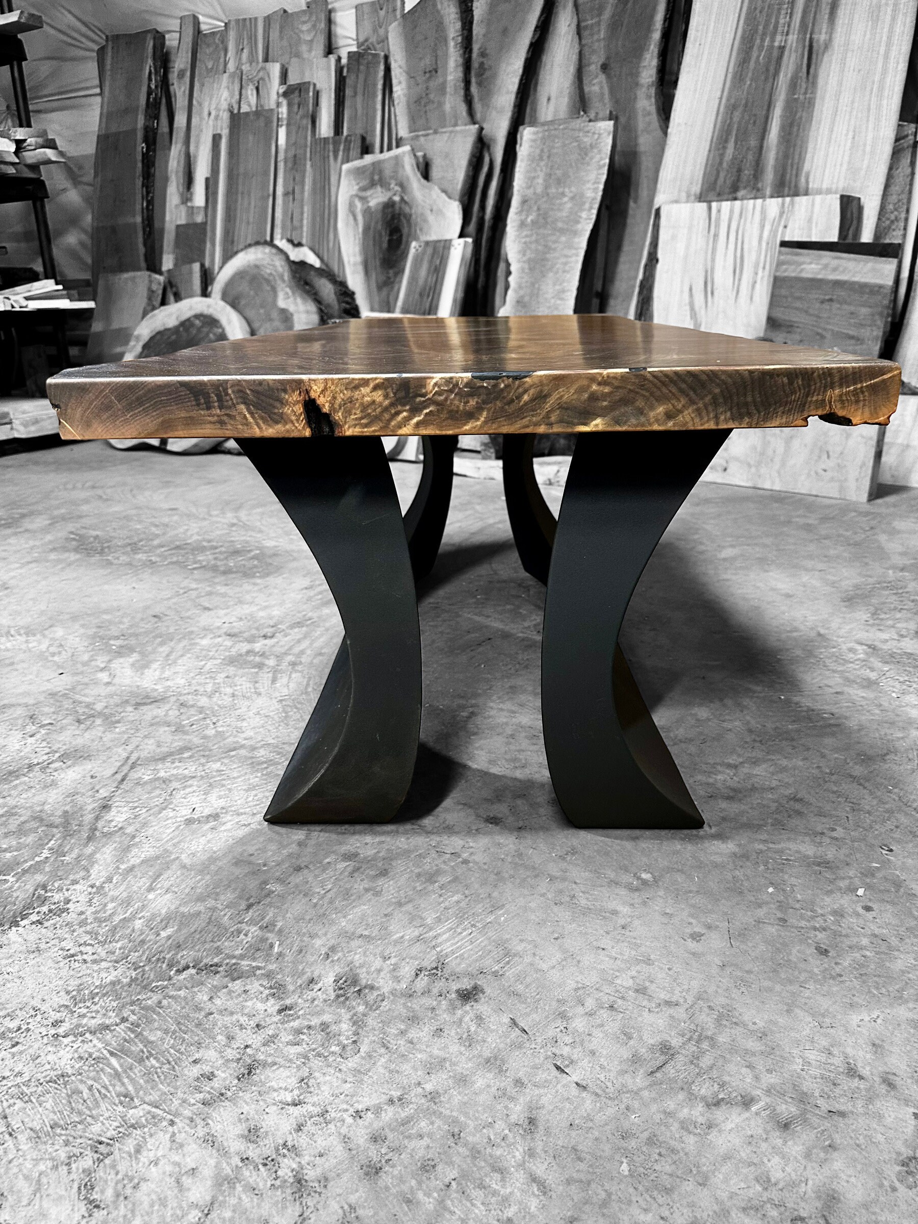 Custom Black Live Edge Coffee Table - Handmade Natural Wood Furniture ...