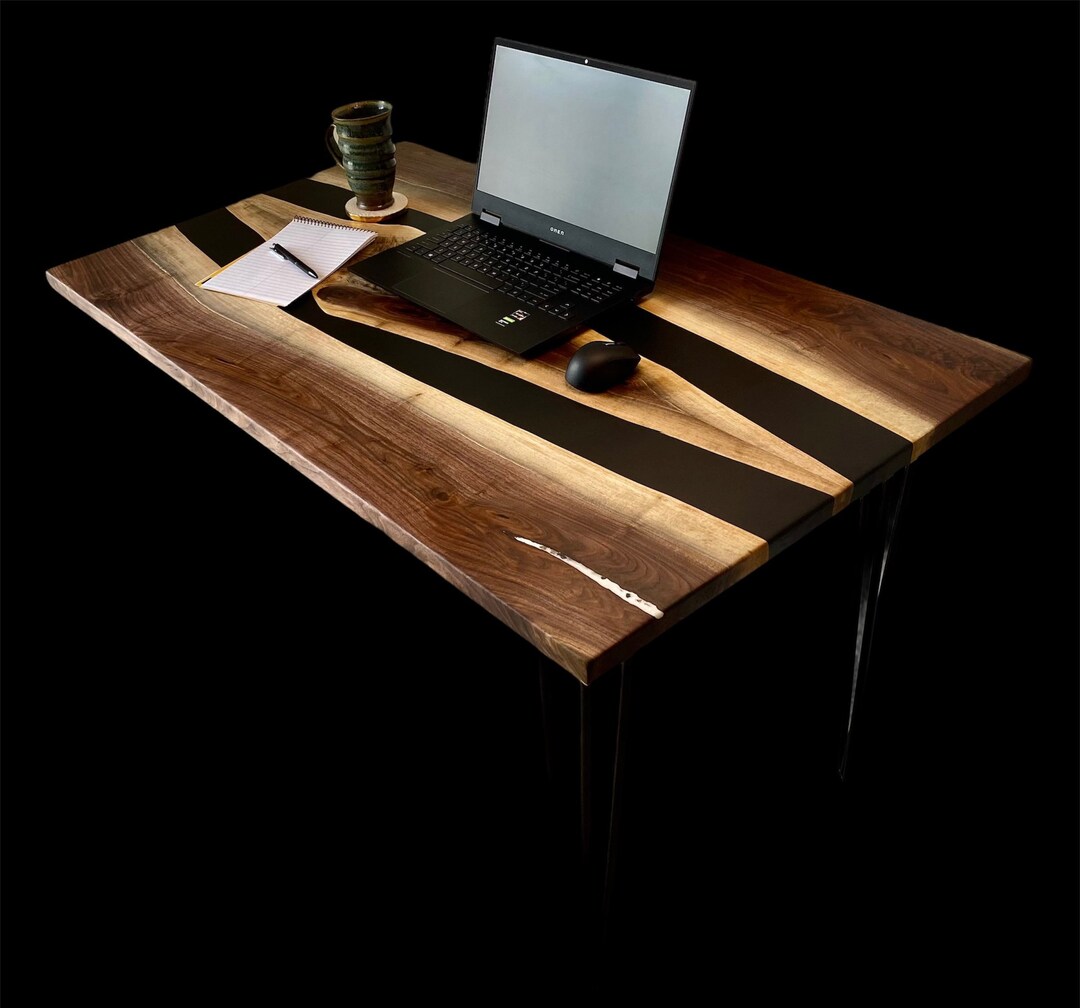 Custom Epoxy Resin River Desk - Handmade Desk - Custom Live Edge Table ...