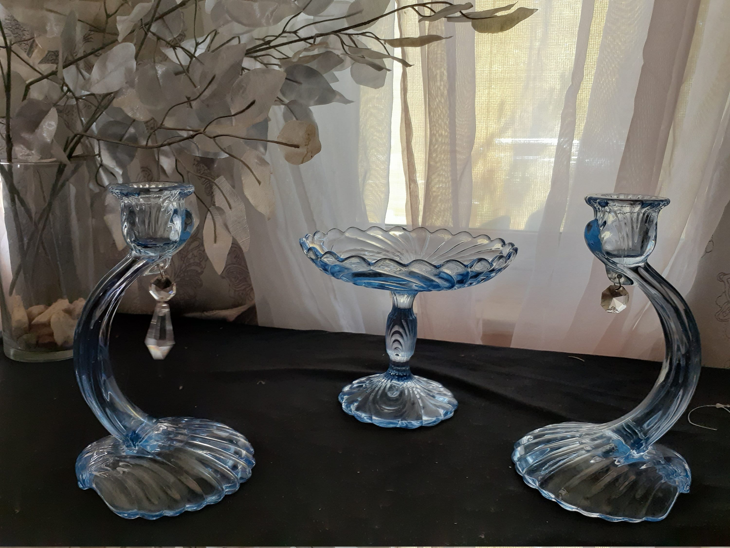 Serving Odds & Ends Vintage cambridge light blue clear3 part covered ...