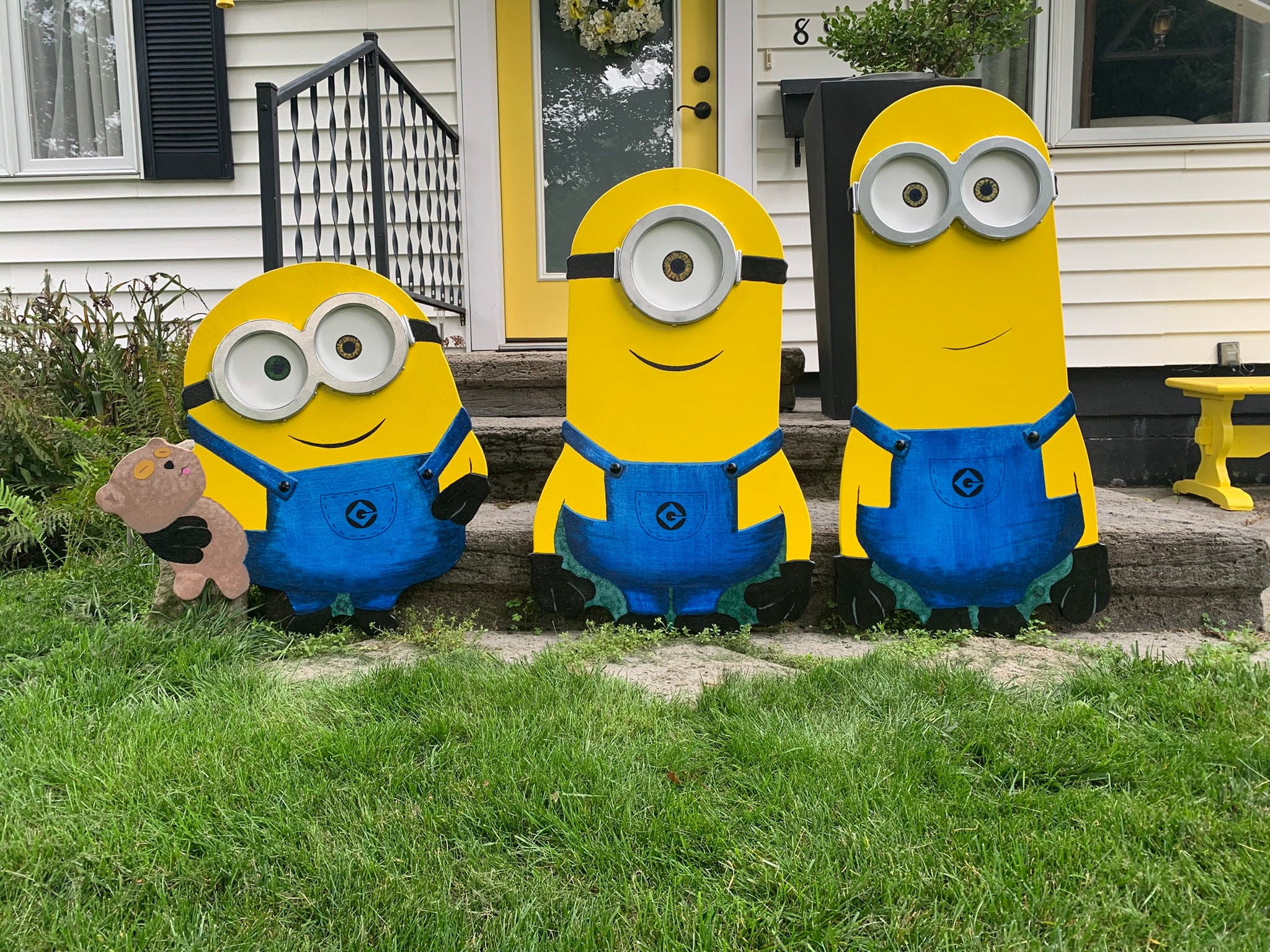 Life-size Hand-painted Minion: Kevin, Stuart, or Bob - Outdoor Decor - Etsy
