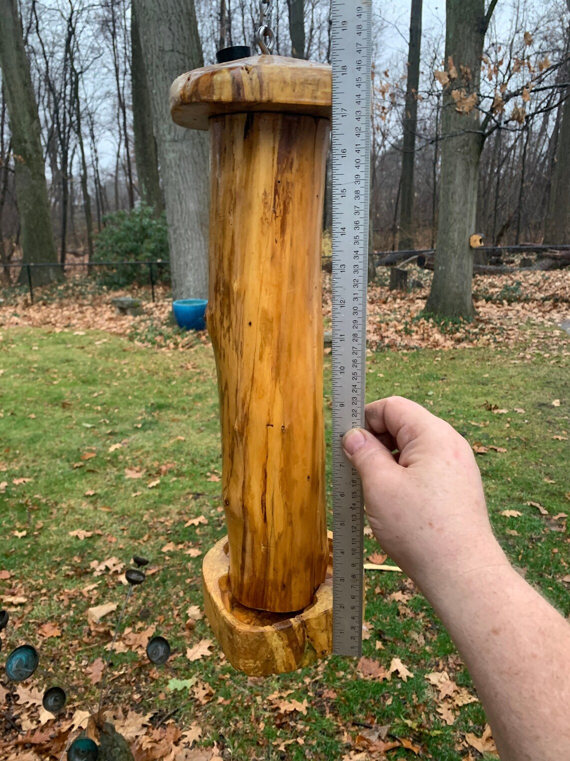 Varnished Log Bird Feeder: Natural Wood, Stainless Steel Hook - Etsy