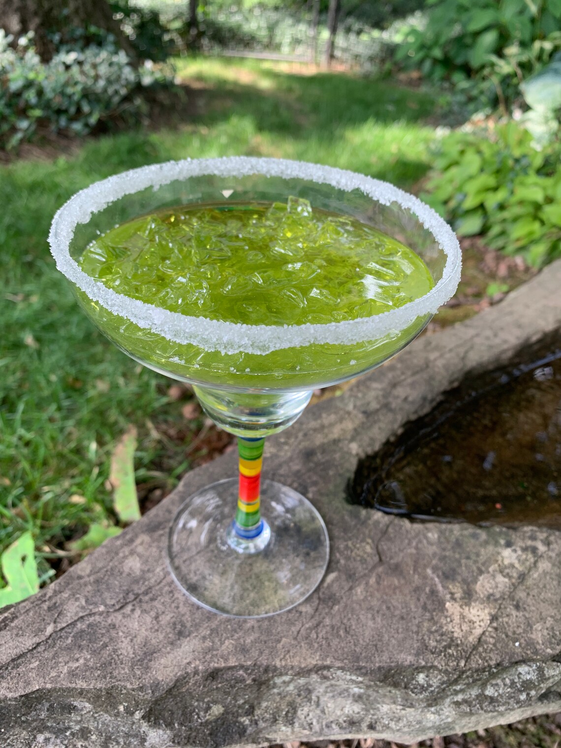 Fake Lime Margarita With Crushed Ice and Salt Rim. Faux Drink That ...